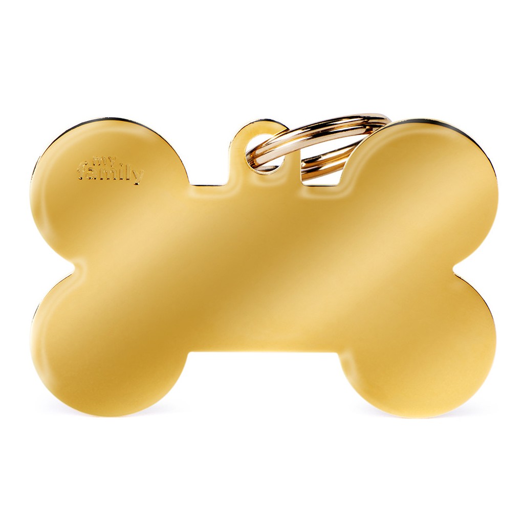 MY FAMILY | ID Tag | Plated Brass Collection | Gold Bone | XL – Pet Parade